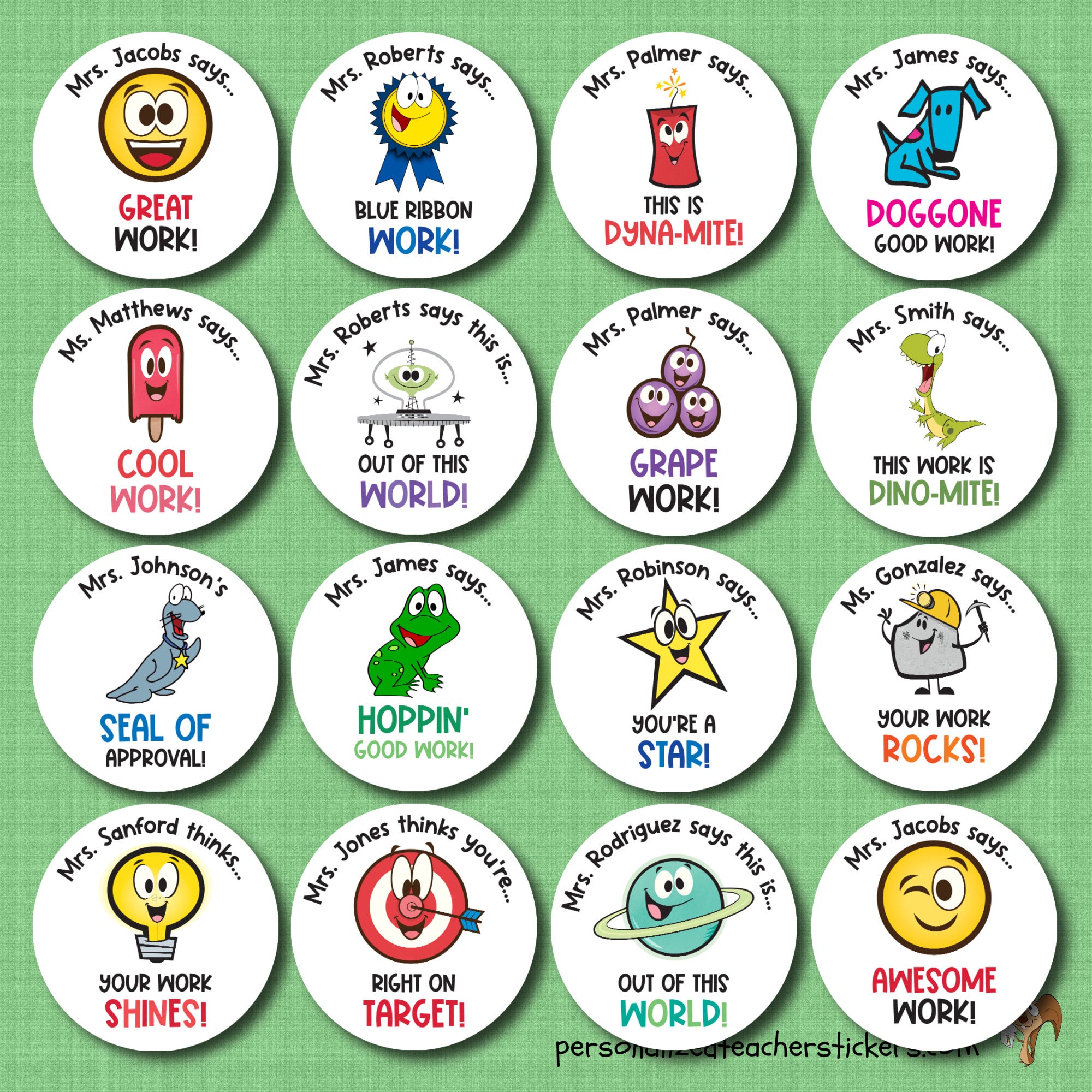 Personalized Good Work Sticker Bundle for Teachers ...